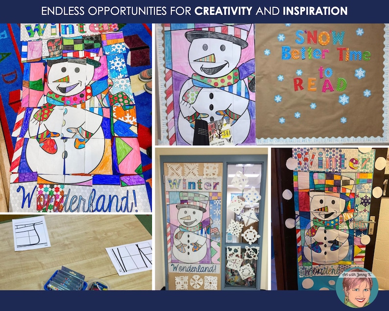 Printable Pop Art Snowman Collaborative Door Poster | Great Winter Art ...