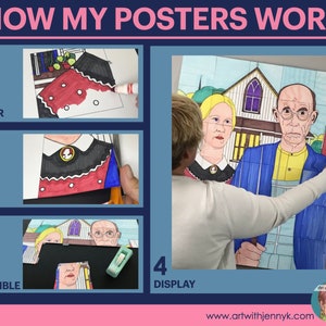 Printable "american Gothic" by Grant Wood Collaboration Poster | Easy ...