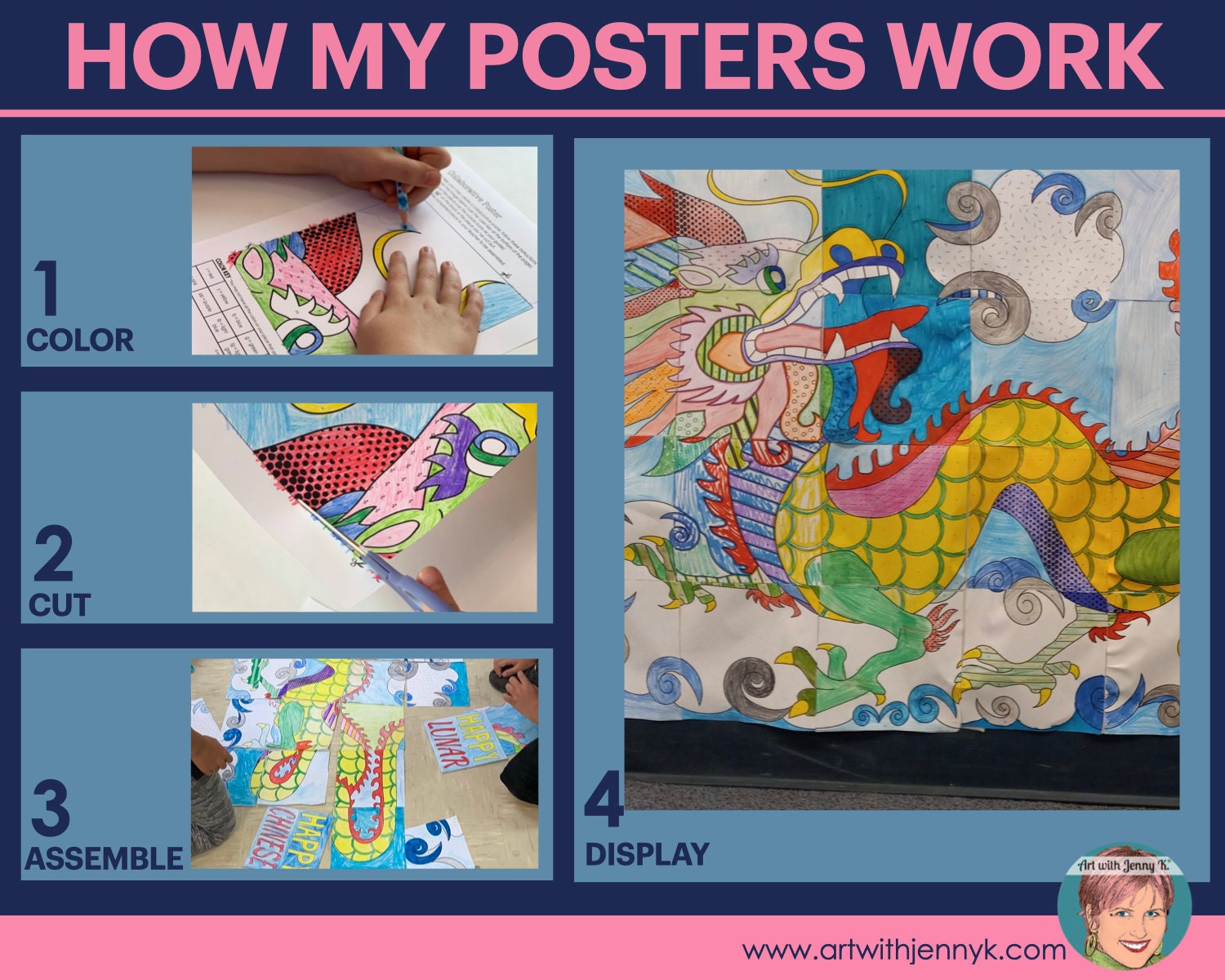 Printable 2024 Chinese New Year Pop Art Dragon Collaborative Poster ...