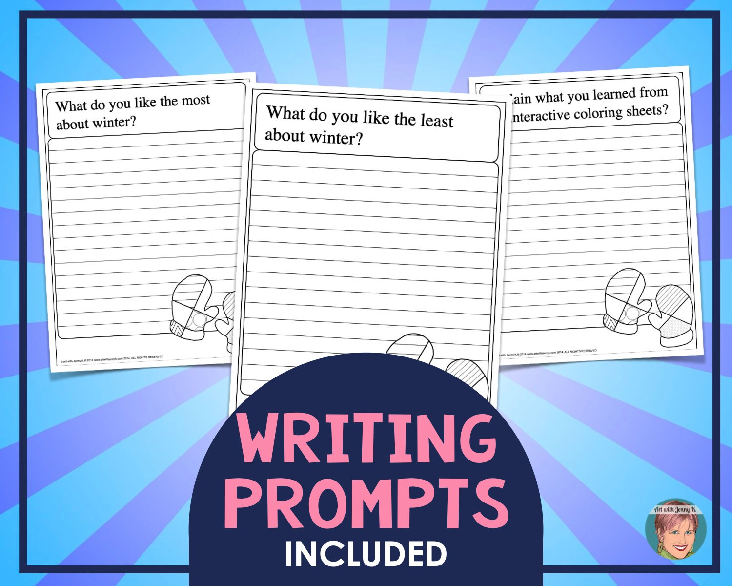 Printable "pop Art" Winter Coloring Pages + Writing | No Prep Print and ...