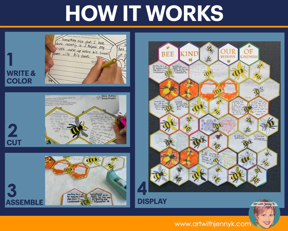 Kindness Craft: "bee Kind" Collaborative Tessellation Poster (digital ...
