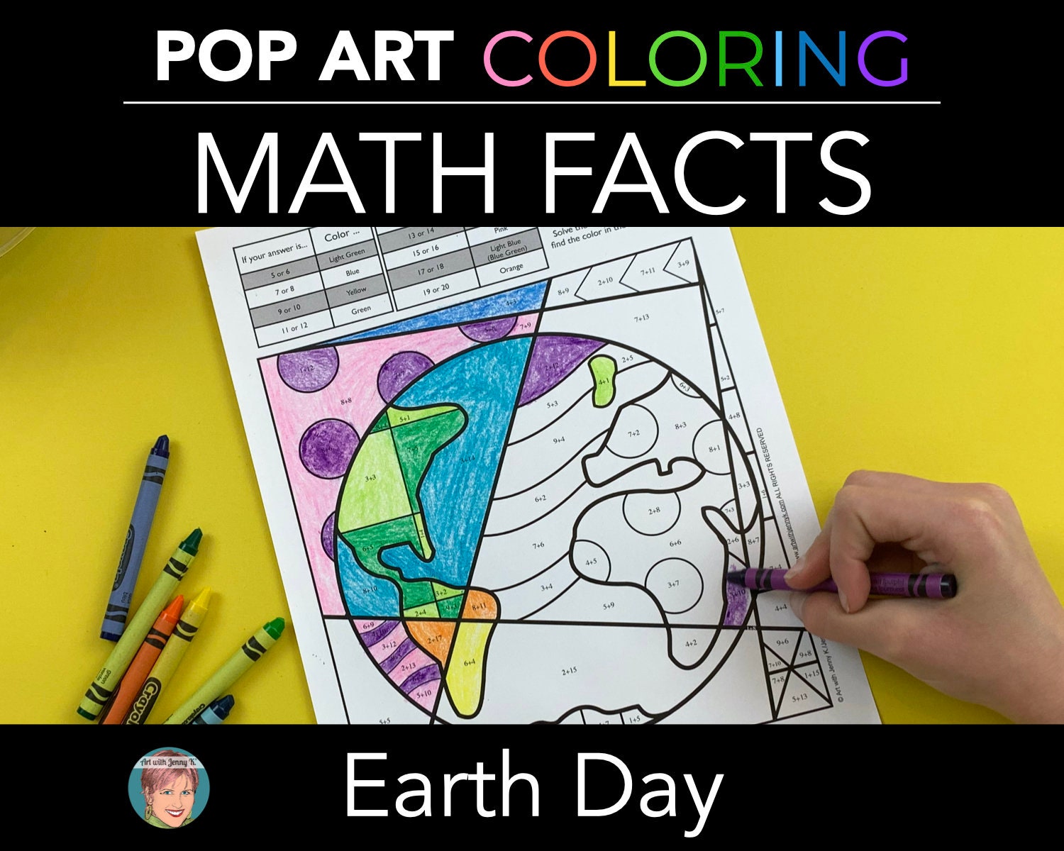 Earth Day Themed Color by Number Math Fact Review Coloring Pages Fun ...