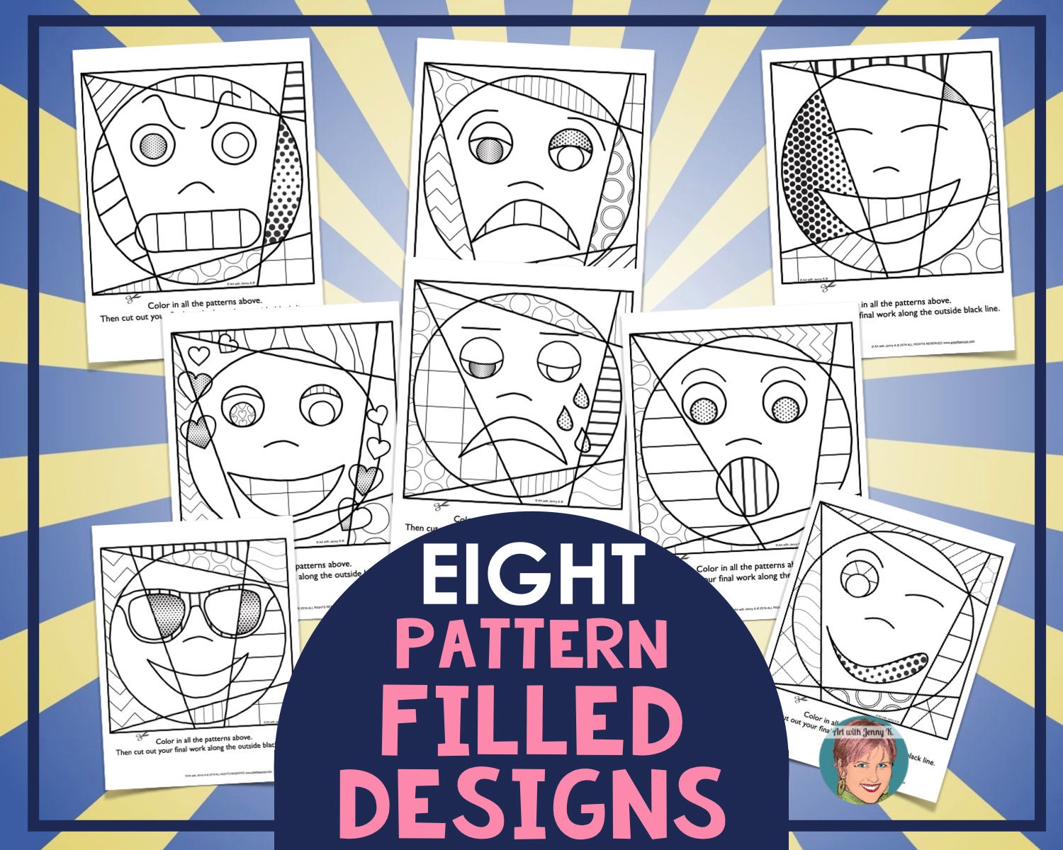 Printable "pop Art" Emoji Emotions Coloring Pages + Writing Prompts ...