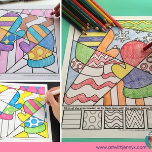 Printable "pop Art" Winter Coloring Pages + Writing | No Prep Print and ...