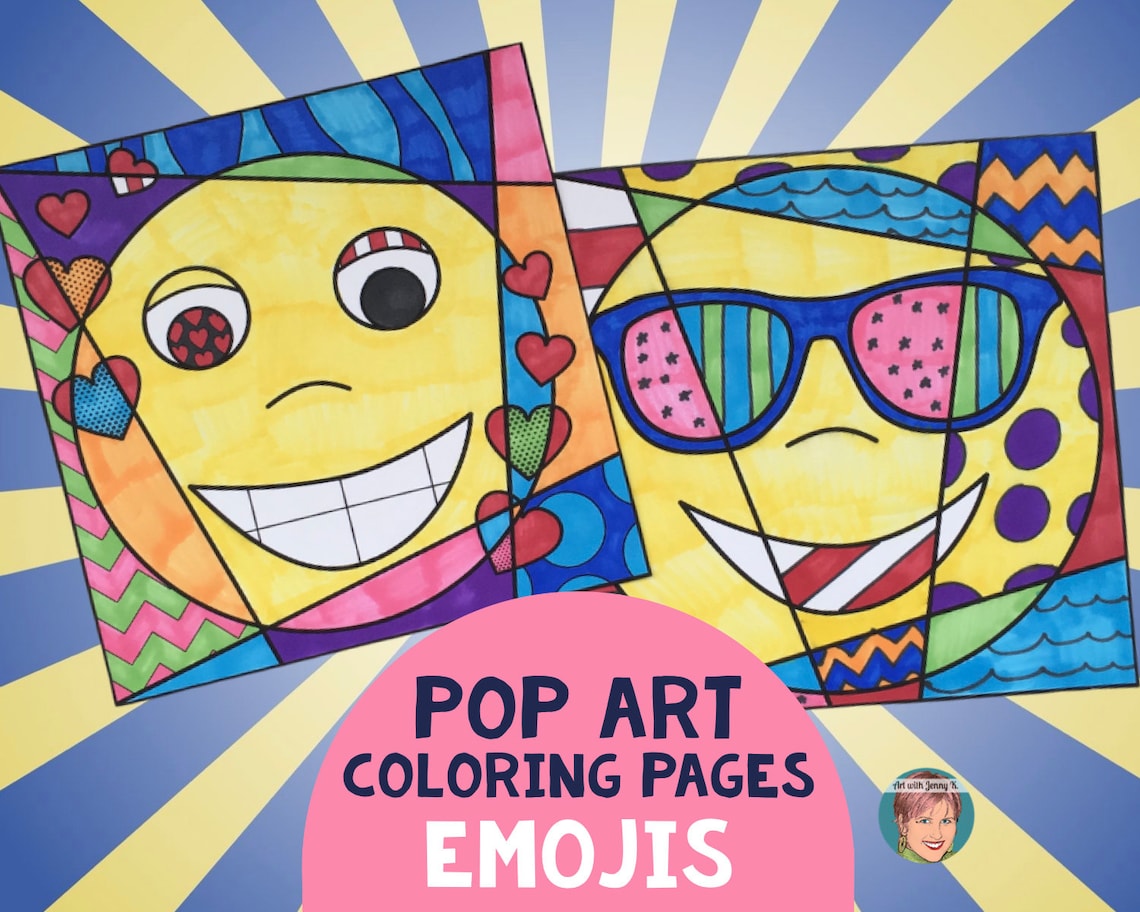 Printable "pop Art" Emoji Emotions Coloring Pages + Writing Prompts ...