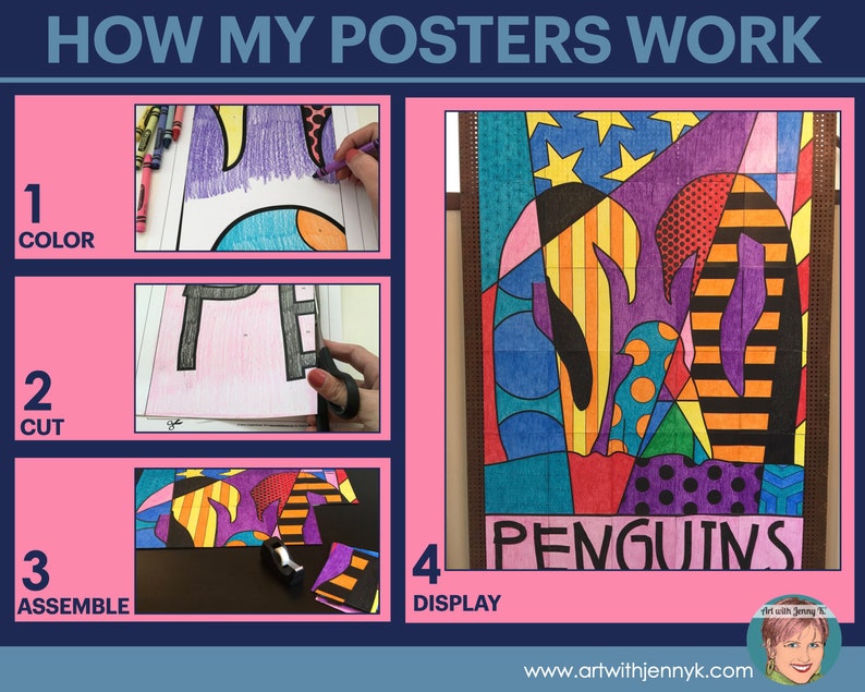 Printable "pop Art" Penguins Collaborative Coloring Poster | Great ...