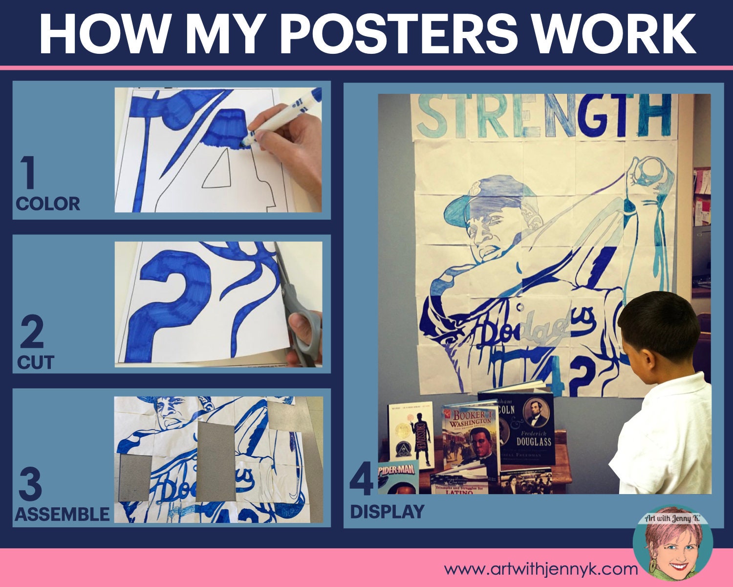 Printable Jackie Robinson Collaborative Coloring Poster | Fun Art ...
