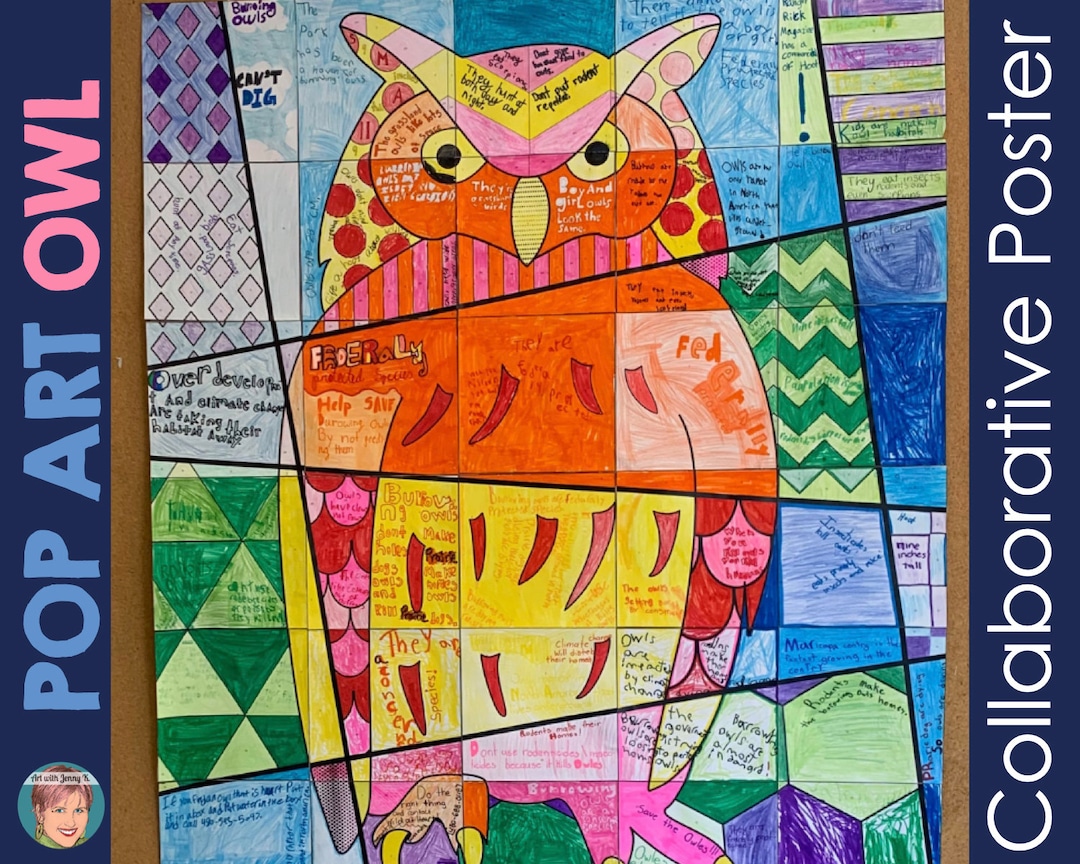Printable Pop Art Owl Collaborative Poster | Fun "give a Hoot" Activity ...