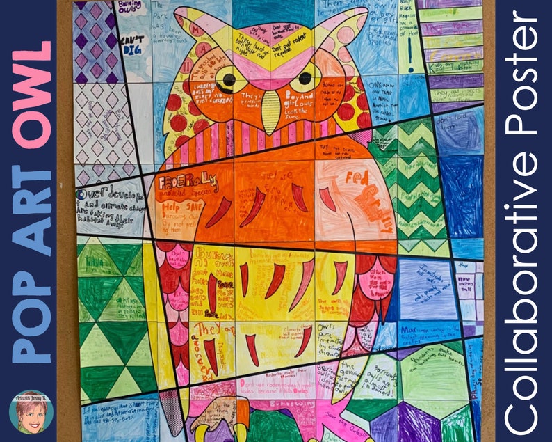 Printable Pop Art Owl Collaborative Poster | Fun "give a Hoot" Activity ...