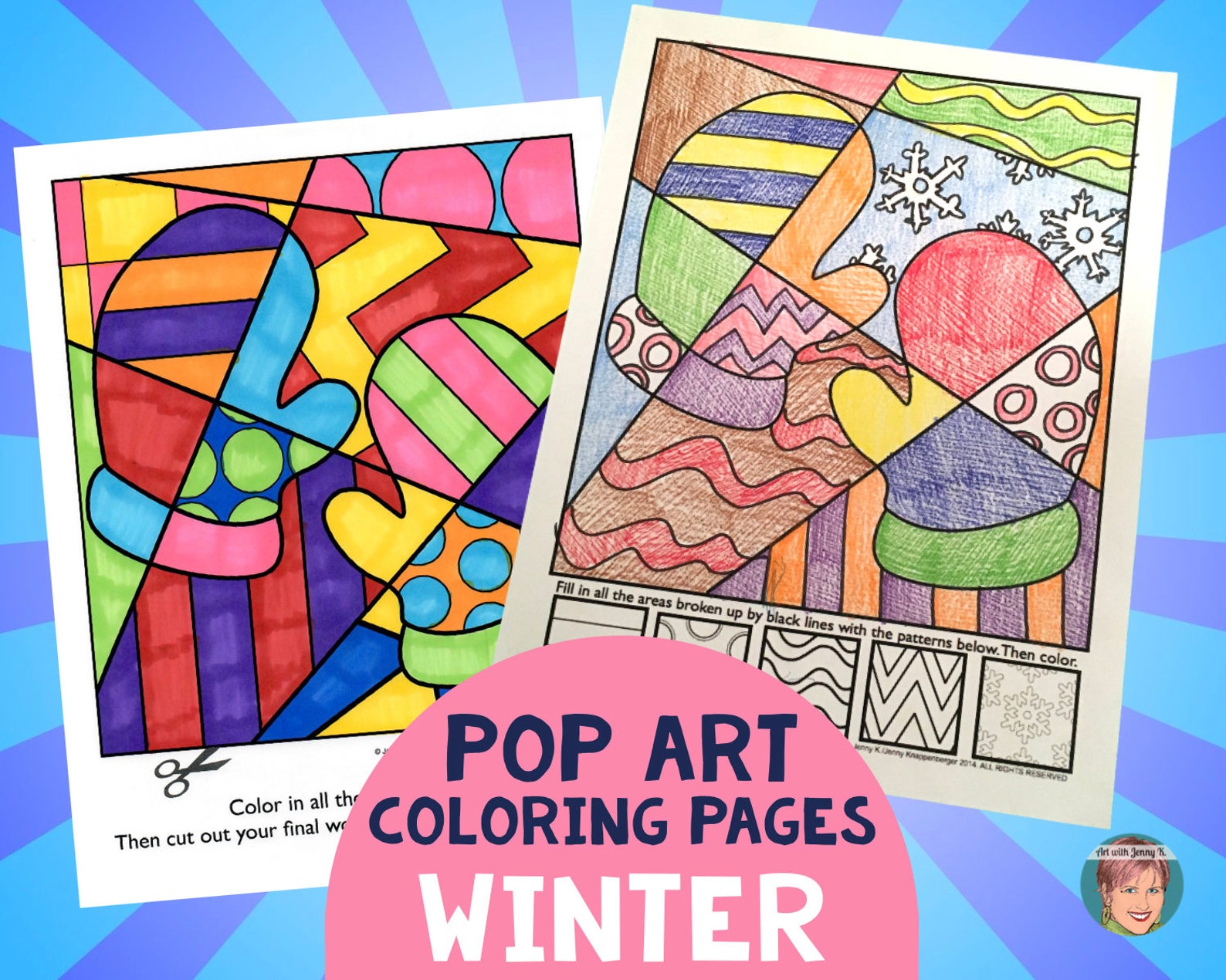 Printable "pop Art" Winter Coloring Pages + Writing | No Prep Print and ...