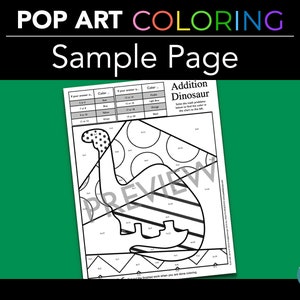 Dinosaur Themed Color by Number Math Fact Review Coloring Pages ...