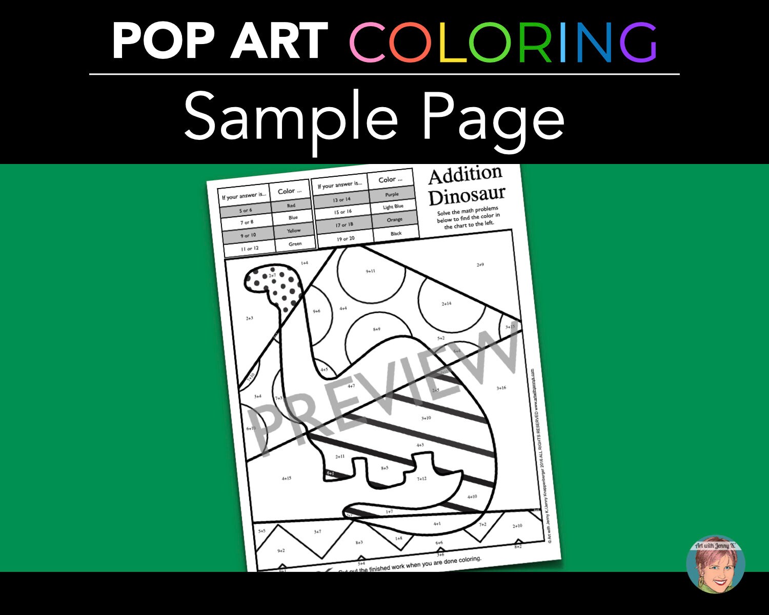 Dinosaur Themed Color by Number Math Fact Review Coloring Pages ...