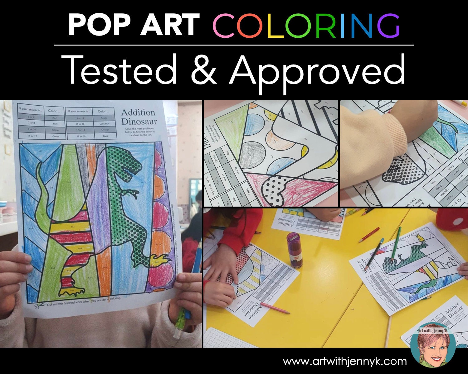 Dinosaur Themed Color by Number Math Fact Review Coloring Pages ...