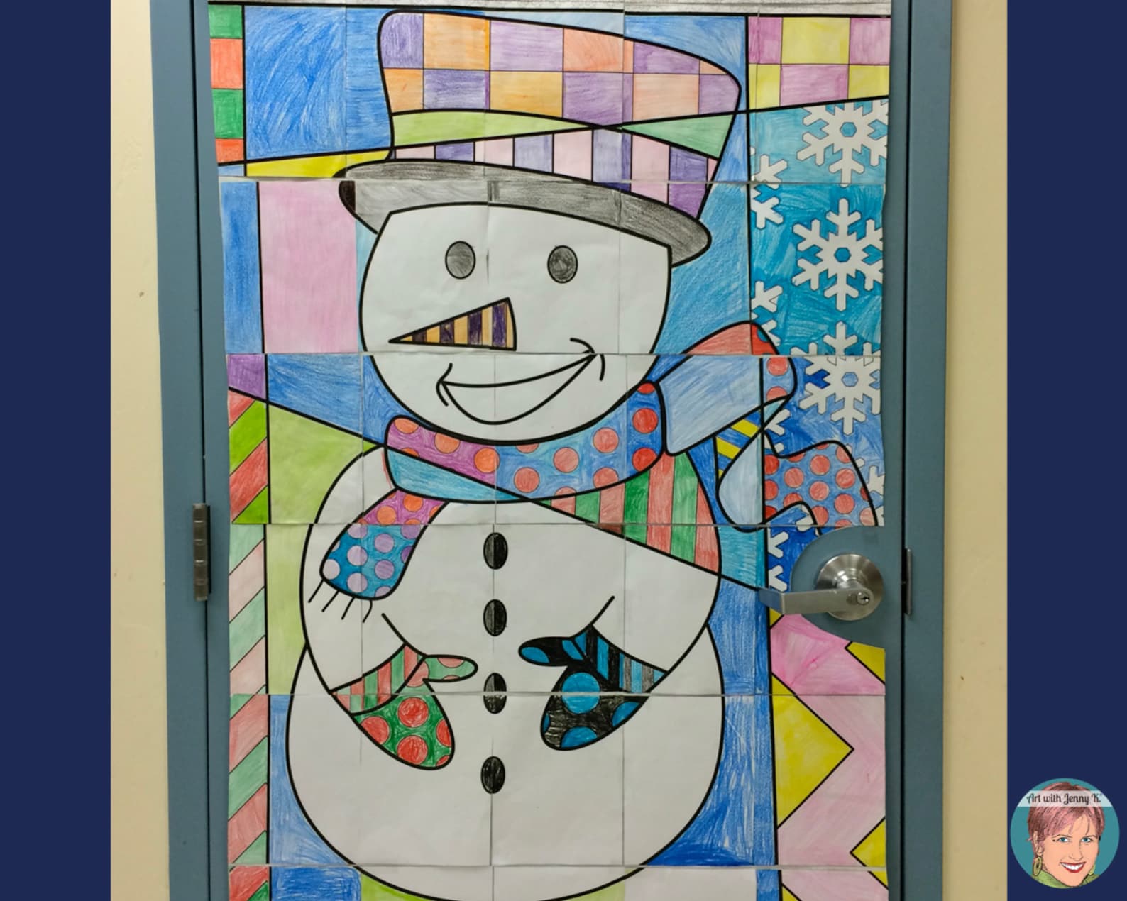 Printable Pop Art Snowman Collaborative Door Poster | Great Winter Art ...