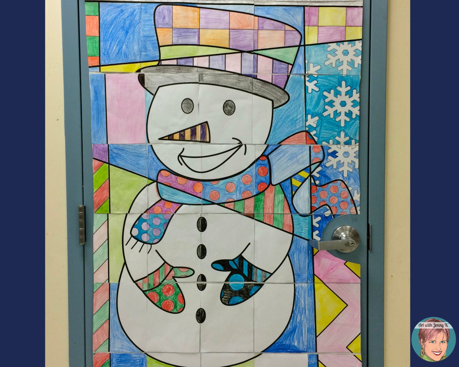 Printable Pop Art Snowman Collaborative Door Poster | Great Winter Art ...