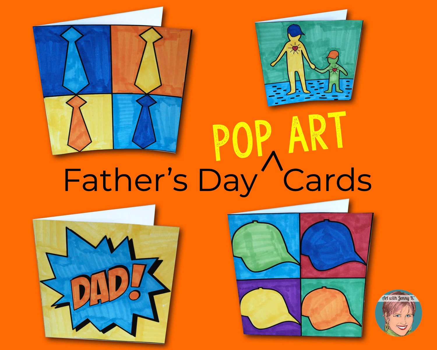 Printable Ready-to-color "pop Art" Father's Day Cards | Fun Fathe's Day ...
