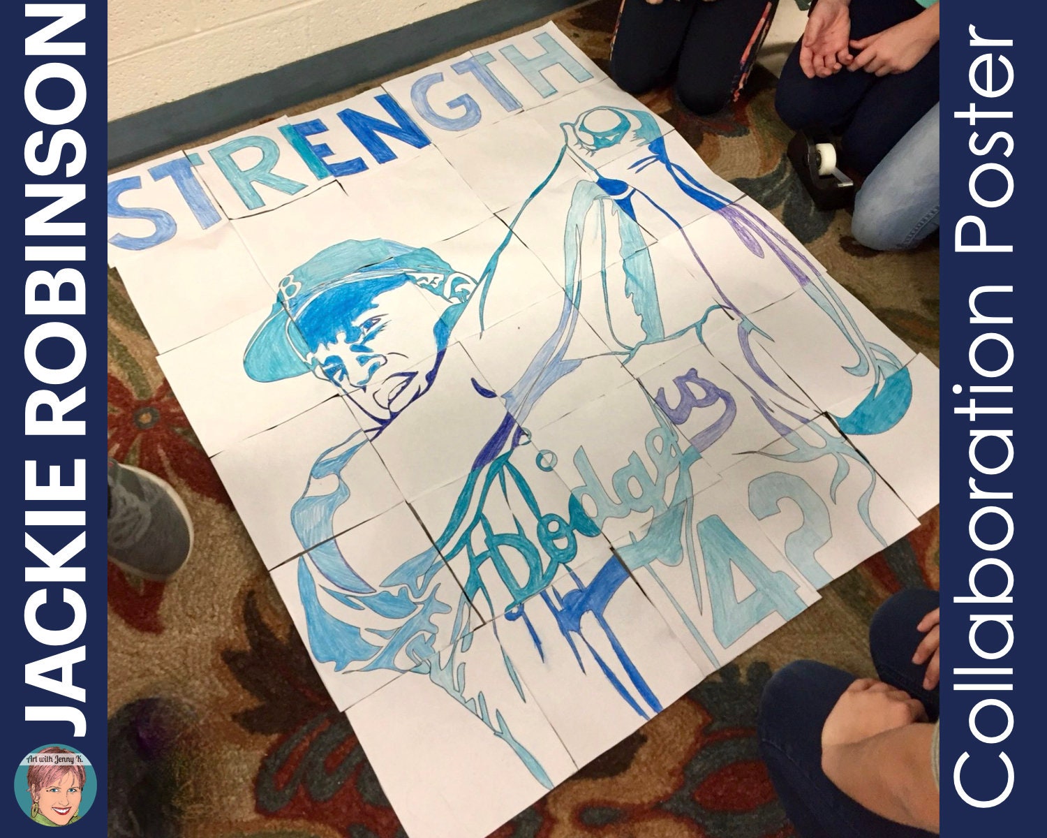 Printable Jackie Robinson Collaborative Coloring Poster | Fun Art ...