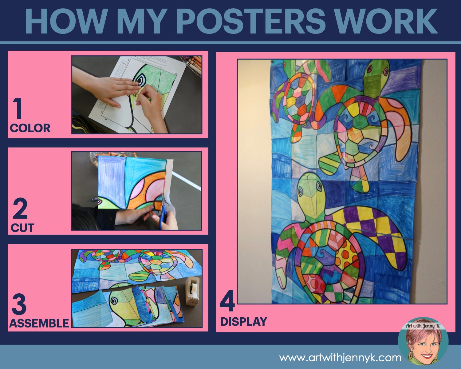 Printable Pop Art Sea Turtles Collaborative Poster | Fun Ocean Animals ...