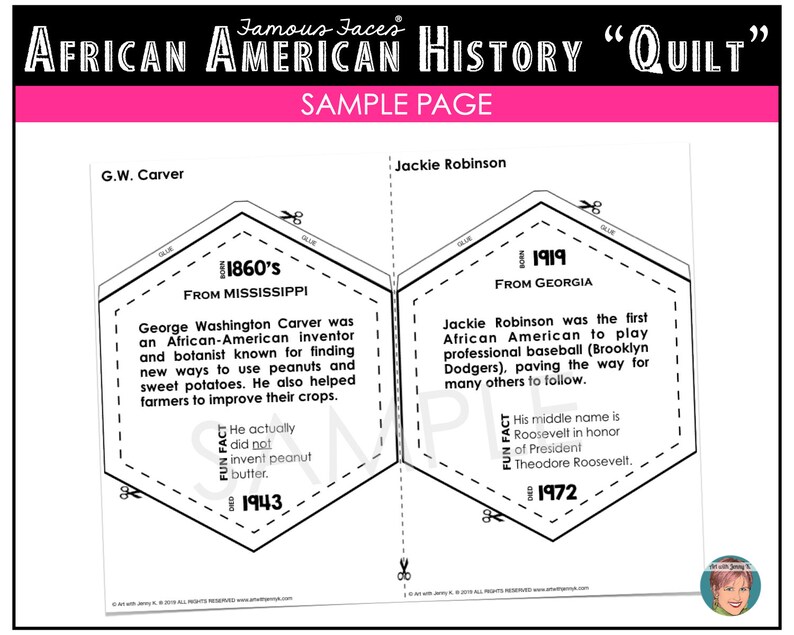 PRINTABLE Black History Month Biographical "quilt" Collaborative ...