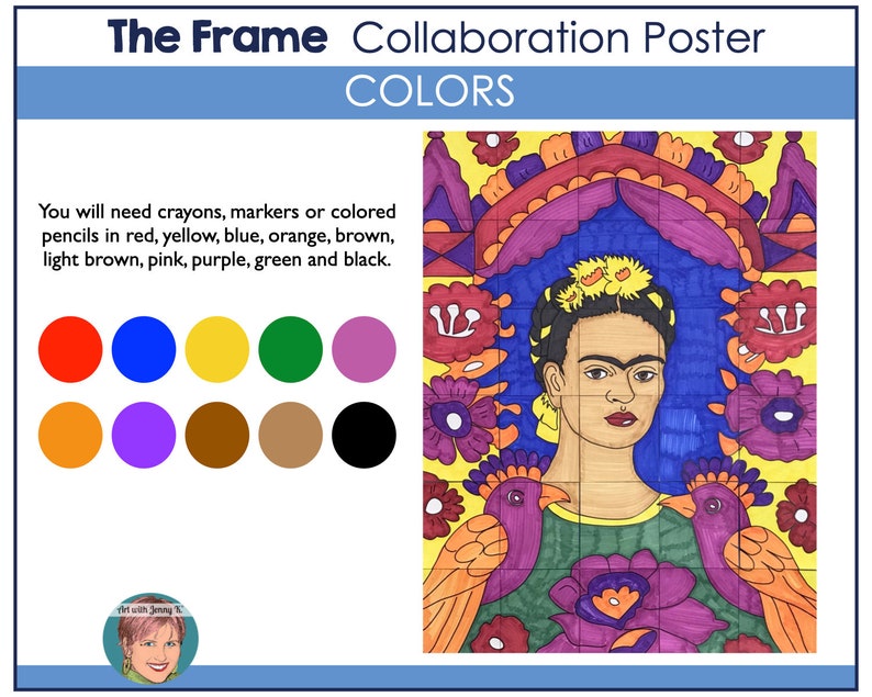 Printable "the Frame" by Frida Kahlo Collaborative Poster (w/spanish ...