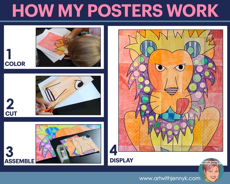 Printable Pop Art Lion Collaborative Poster | Fun Zoo Animals Activity ...