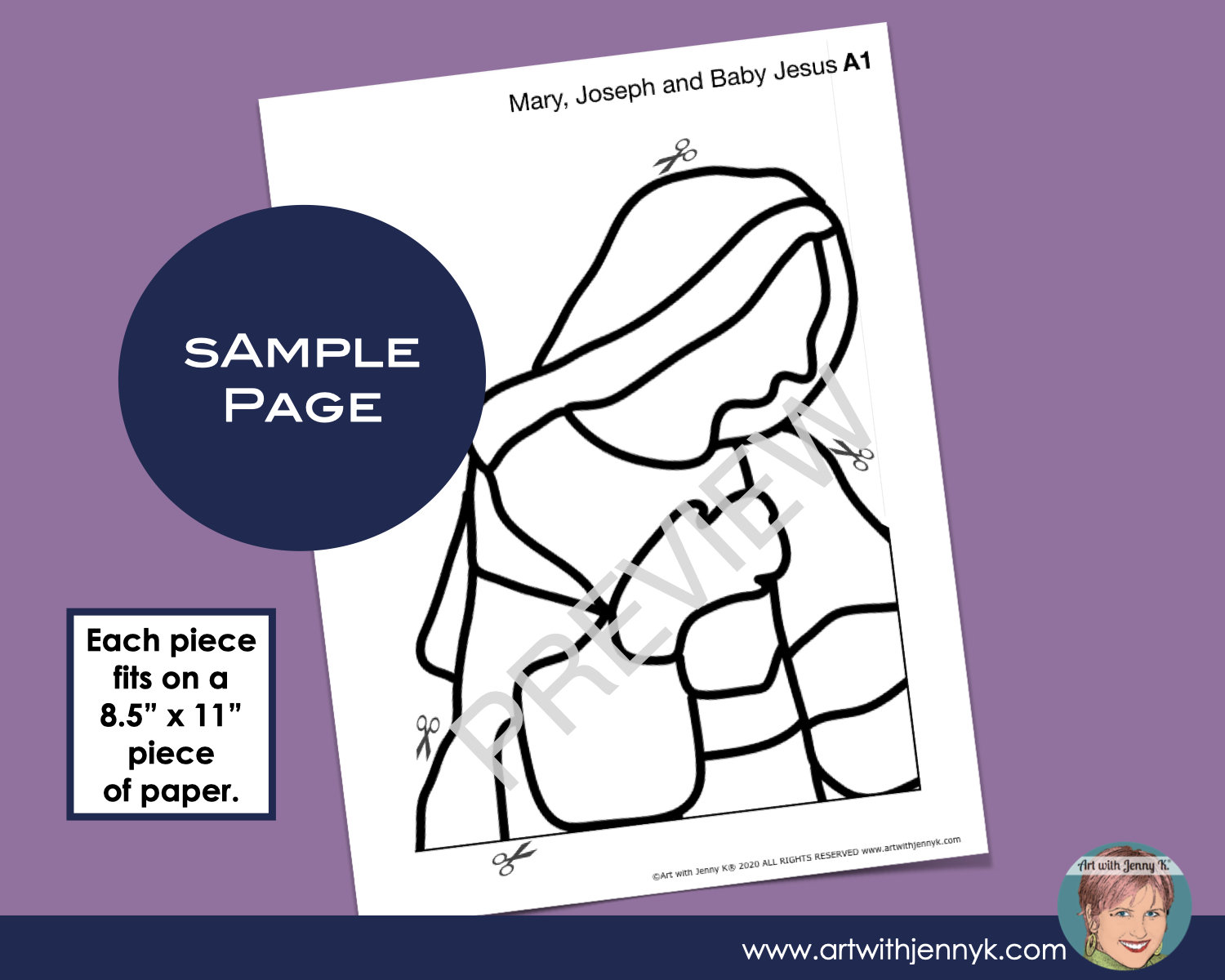 Printable "stained Glass" Nativity Scene XL Coloring Pages | Great for ...