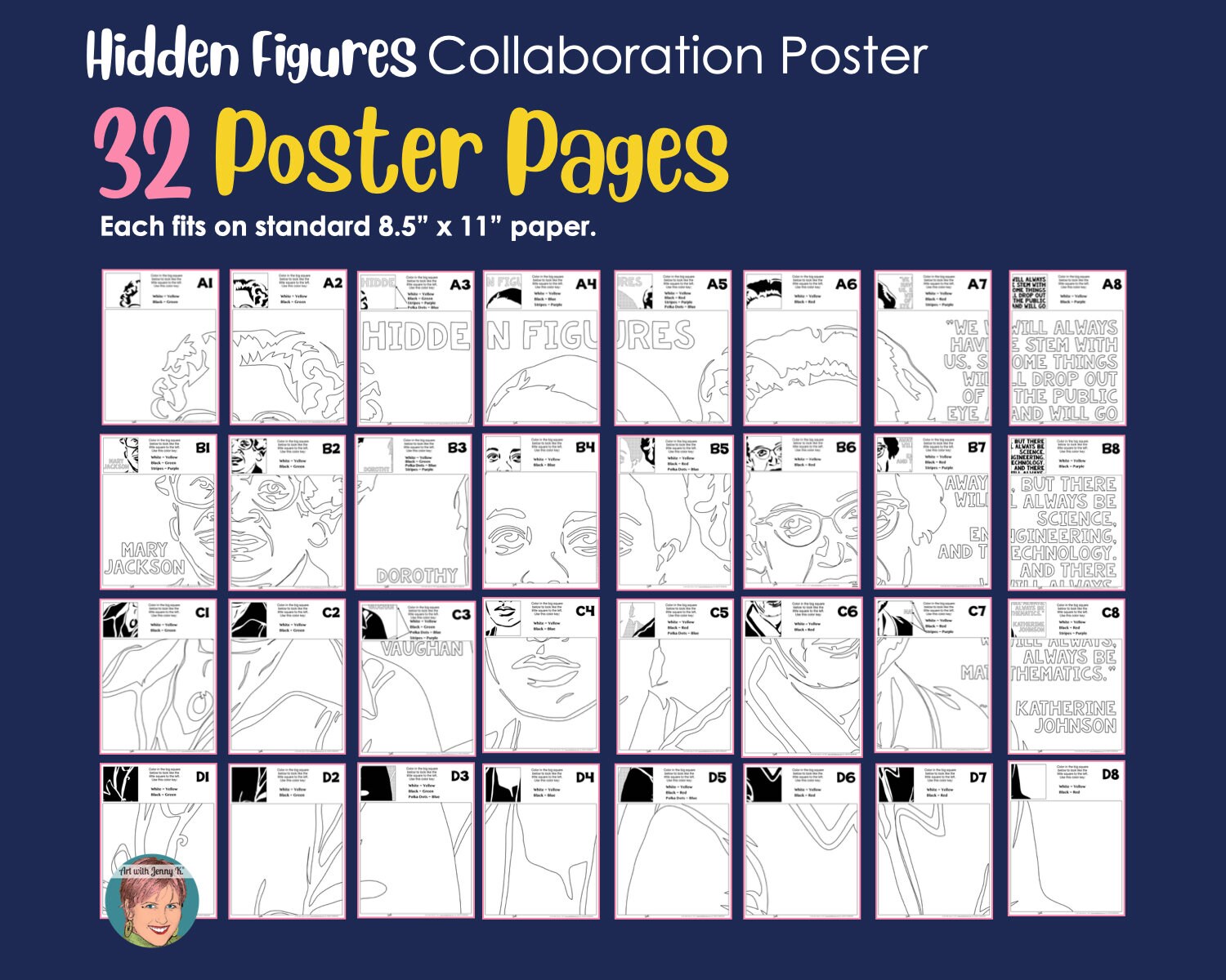 Hidden Figures Collaborative Poster Printable Great Activity for Kids ...
