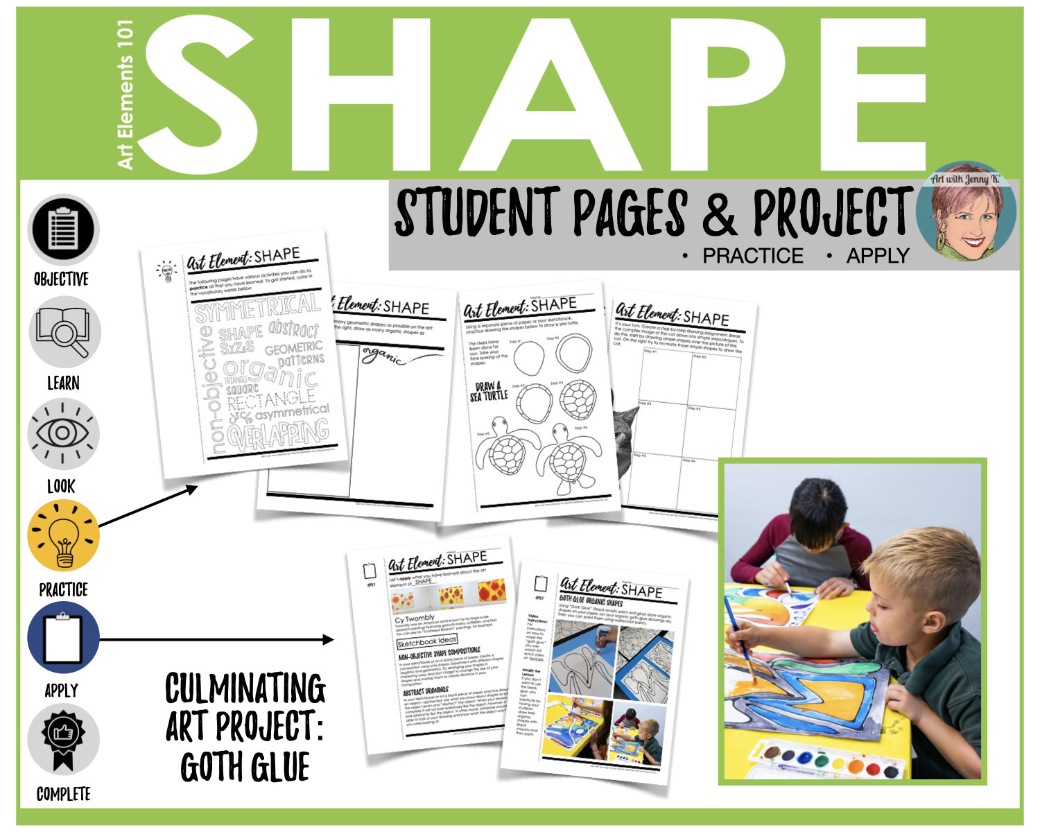 Art Elements 101 Unit 2: SHAPE | Printable Art Lessons for Kids | Art ...