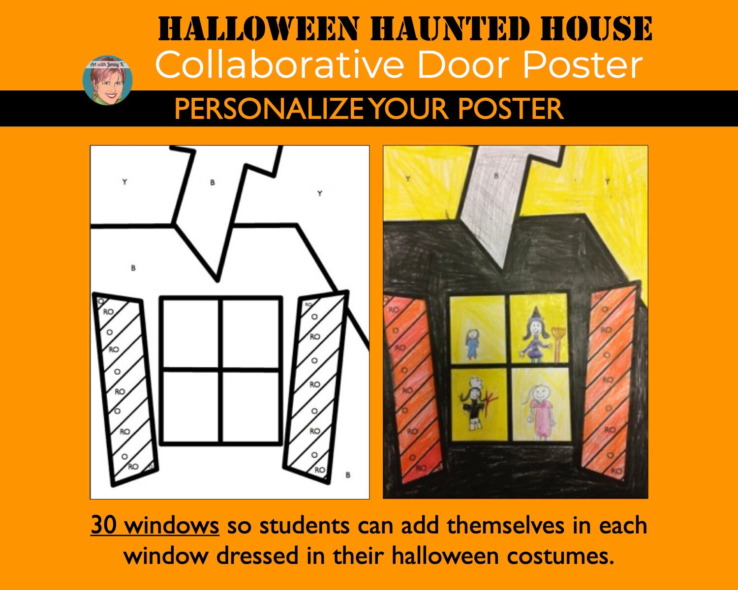 Halloween Haunted House Collaborative Coloring Poster: Classroom Door ...