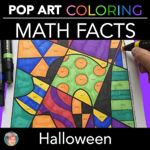 Halloween Themed Color by Number Math Fact Review Coloring Pages ...