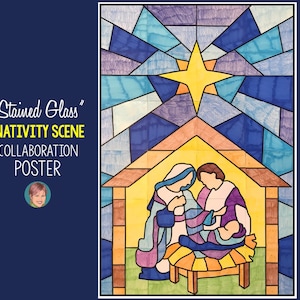Printable "stained Glass" Nativity Scene Collaborative Coloring Poster ...