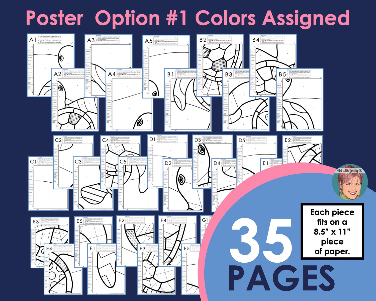 Printable Pop Art Sea Turtles Collaborative Poster | Fun Ocean Animals ...