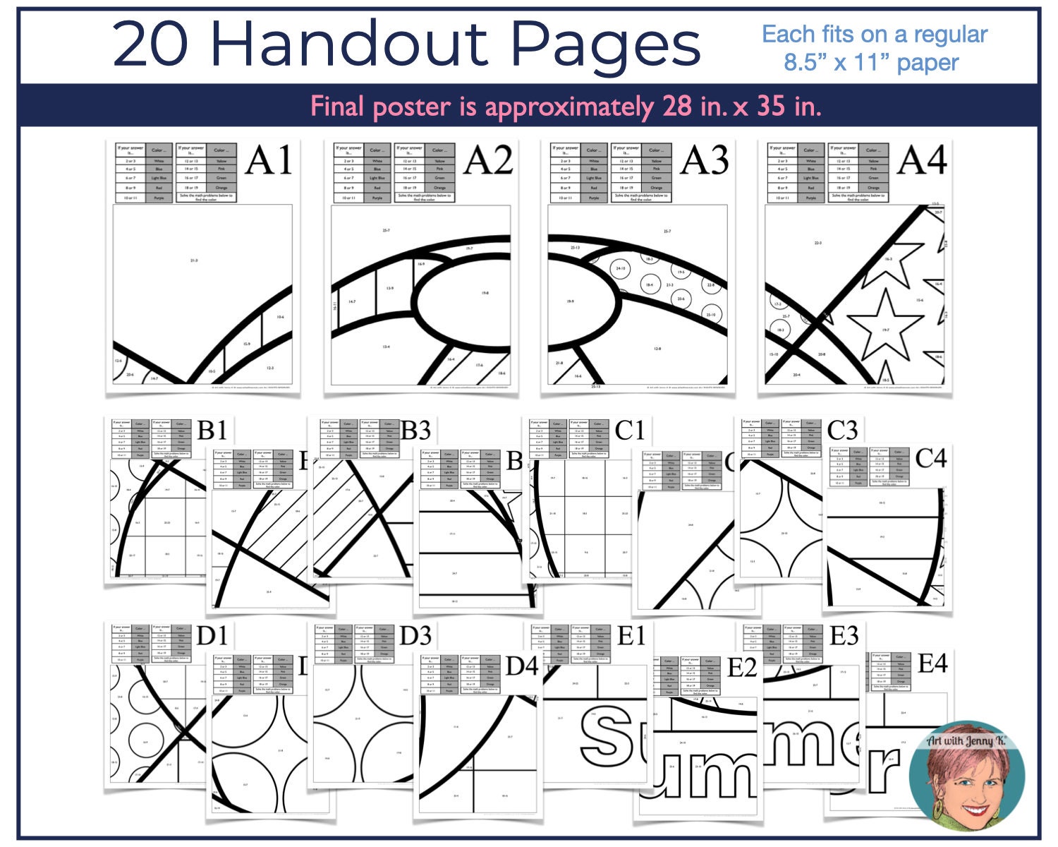 Printable Subtraction Review Collaborative Color by Number Poster ...