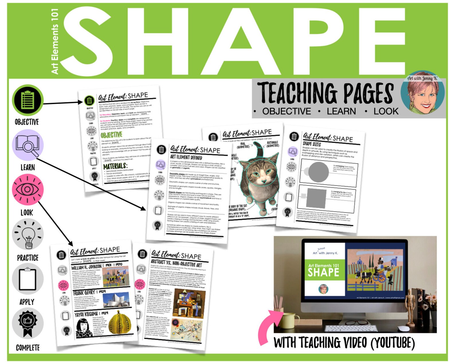 Art Elements 101 Unit 2: SHAPE | Printable Art Lessons for Kids | Art ...