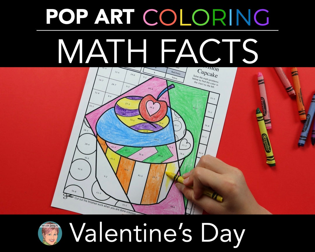 Valentine's Day Themed Color by Number Math Fact Review Coloring Pages ...