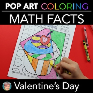 Valentine's Day Themed Color by Number Math Fact Review Coloring Pages ...