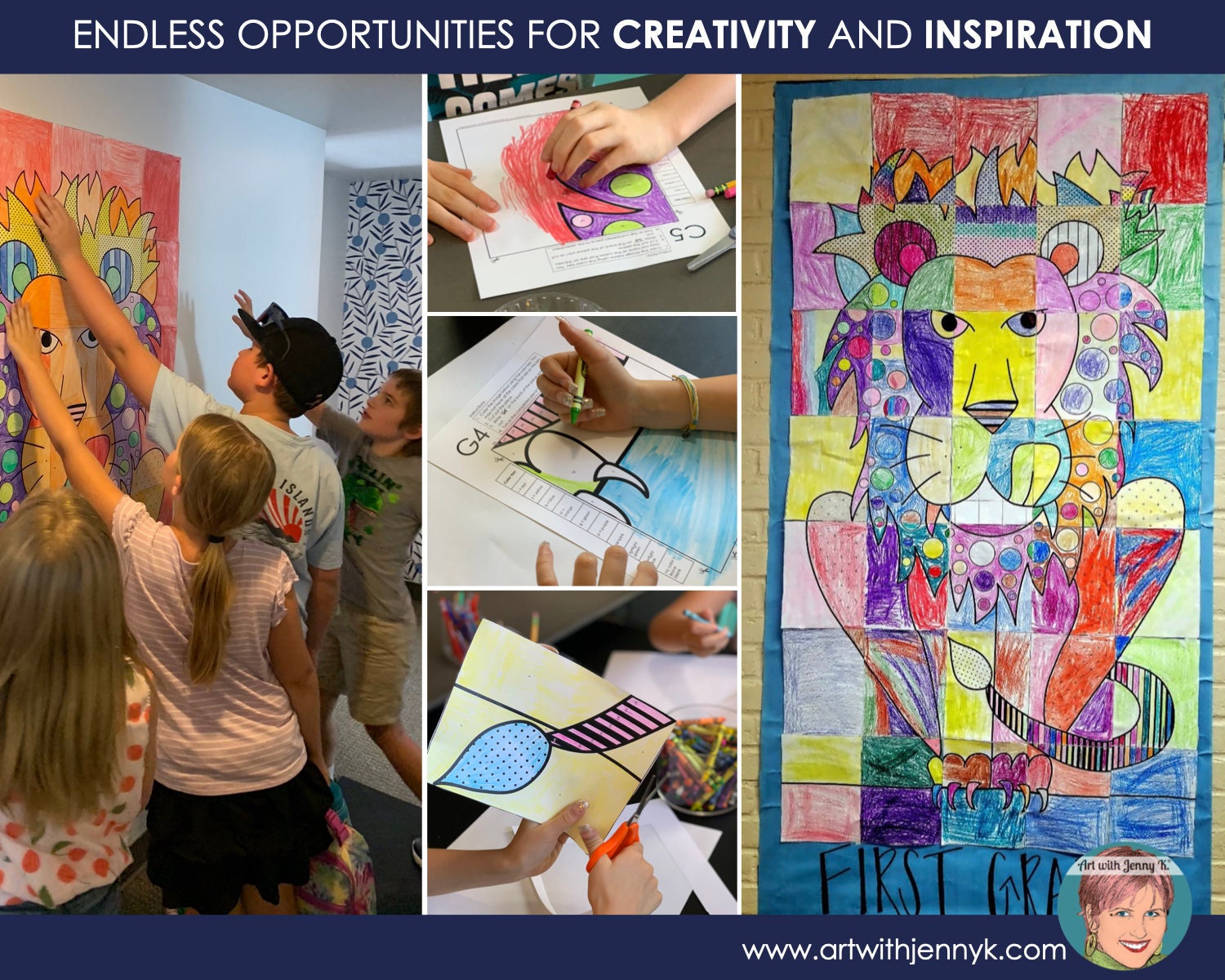 Printable Pop Art Lion Collaborative Poster | Fun Zoo Animals Activity ...