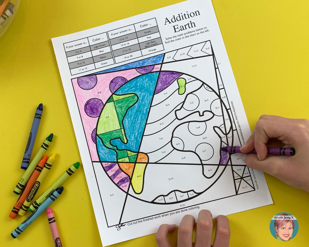Earth Day Themed Color by Number Math Fact Review Coloring Pages Fun ...