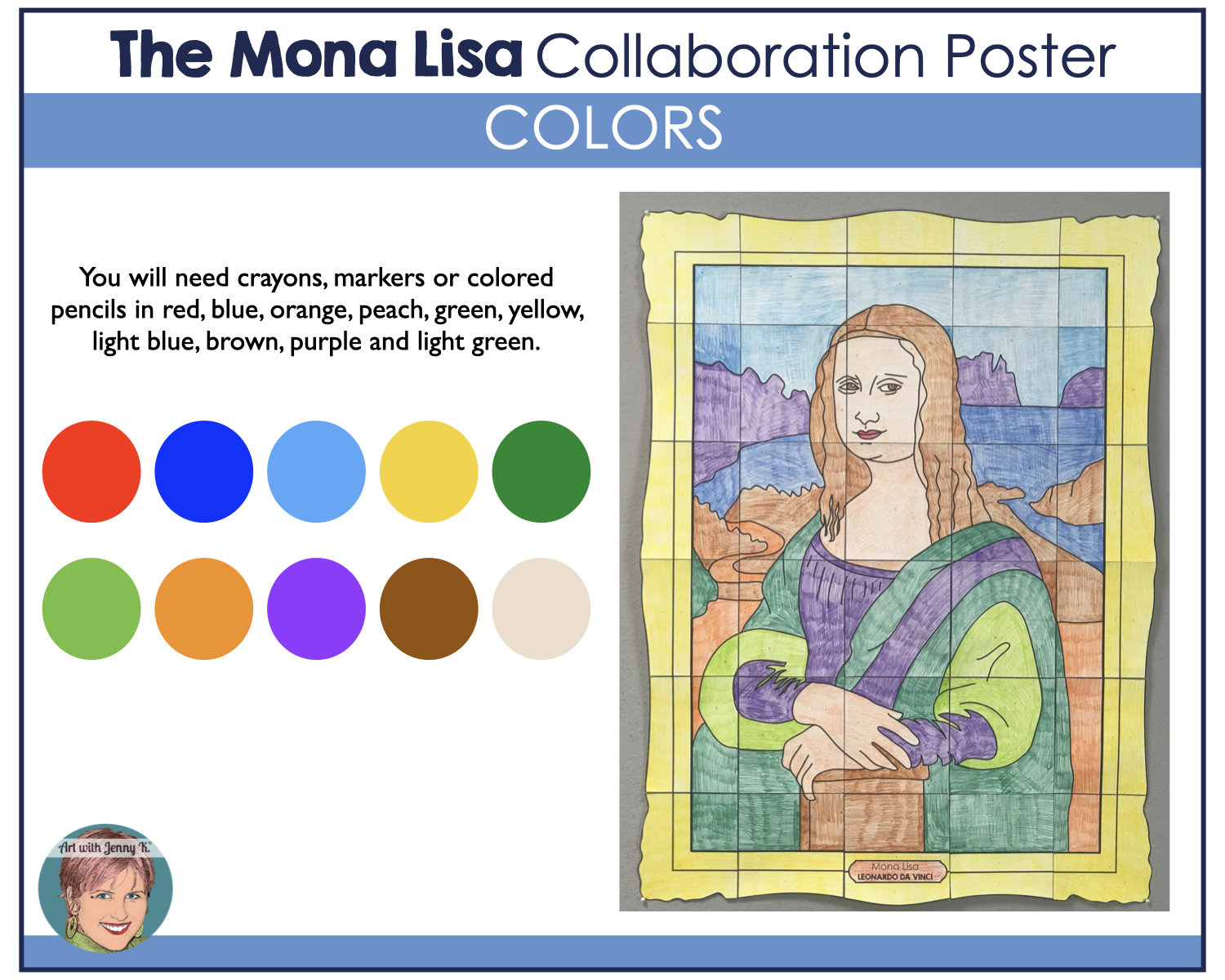 Printable mona Lisa by Leonardo Da Vinci Collaboration Poster Easy Art ...