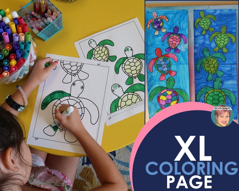 Printable Pop Art Sea Turtles Collaborative Poster | Fun Ocean Animals ...