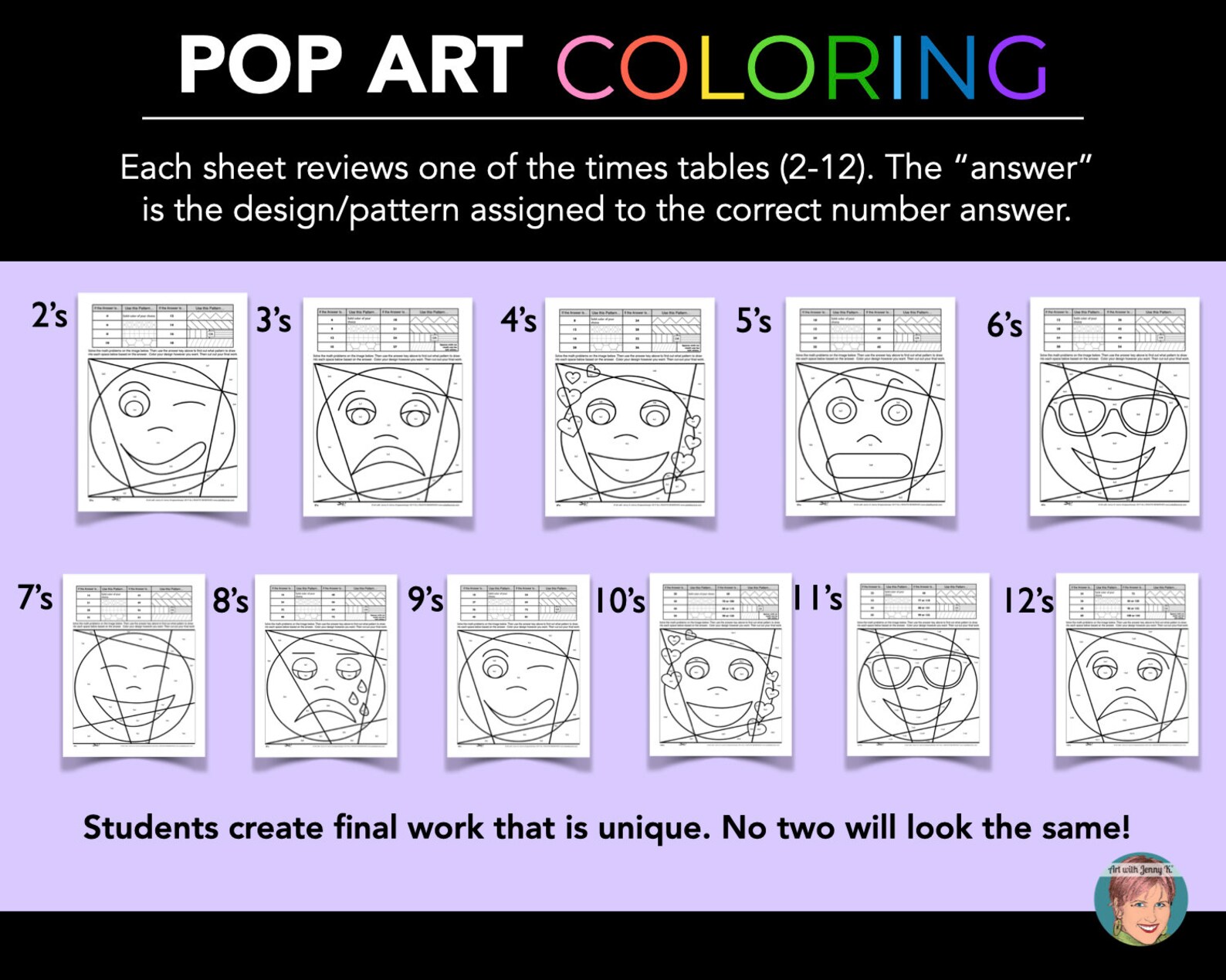 Emoji Math Facts: Printable Multiplication Review Coloring Pages ...