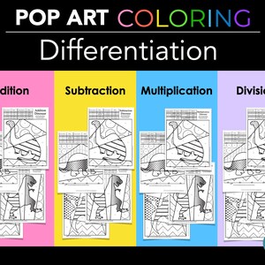 Dinosaur Themed Color by Number Math Fact Review Coloring Pages ...