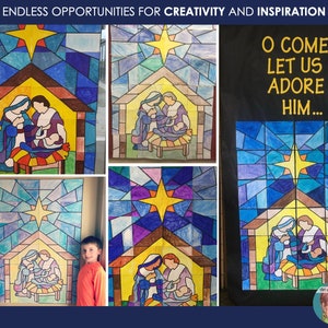 Printable "stained Glass" Nativity Scene Collaborative Coloring Poster ...