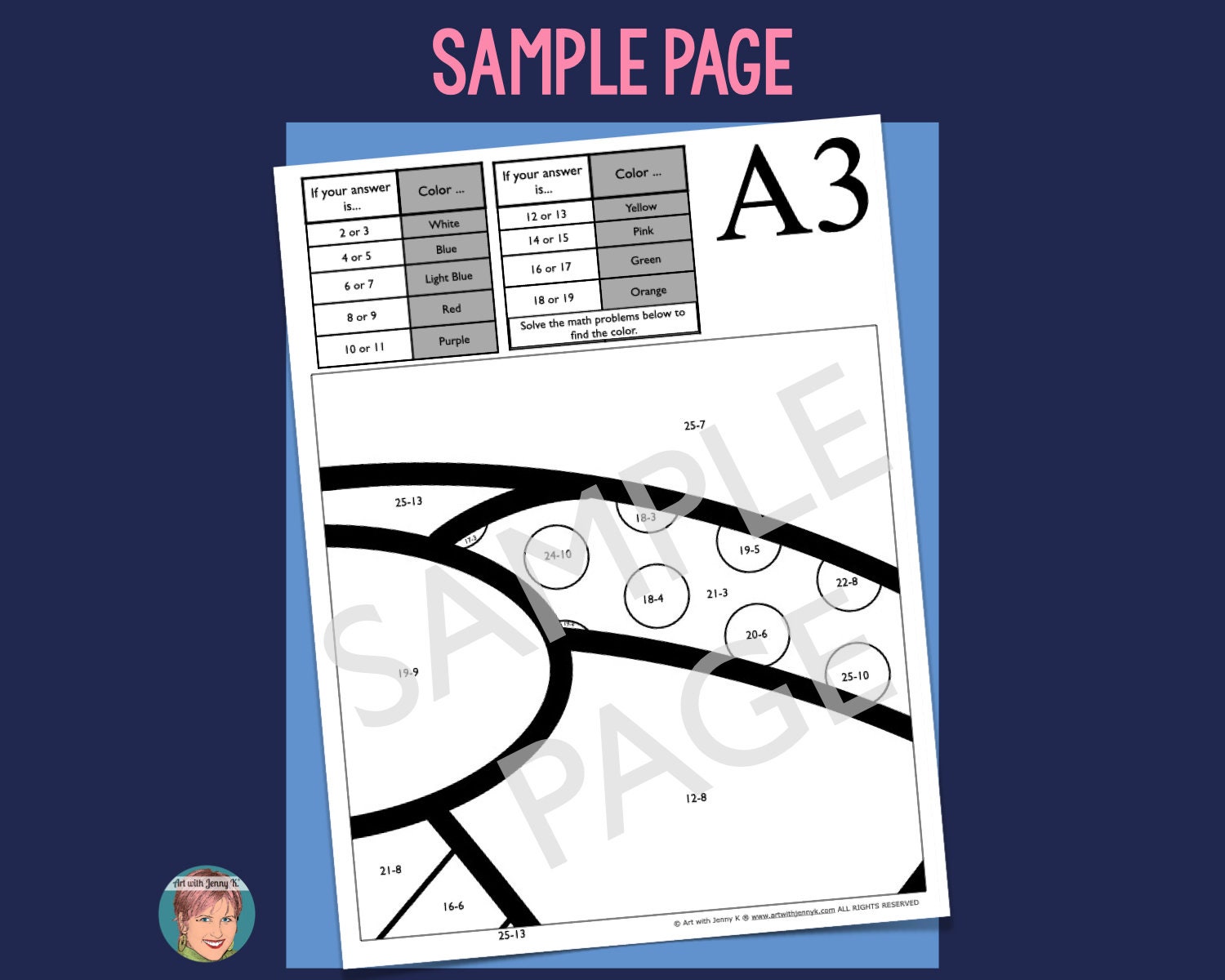 Printable Subtraction Review Collaborative Color by Number Poster ...