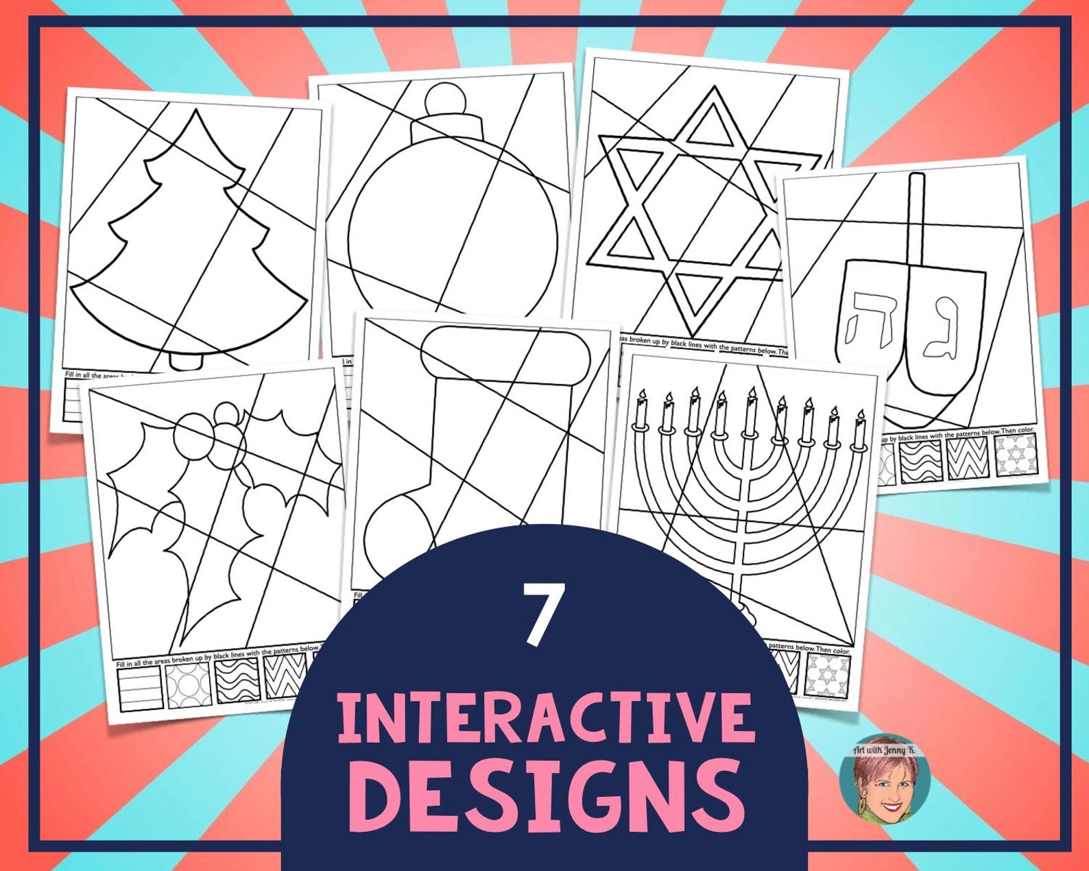 Holiday Timesaver!! NO PREP Printable "pop Art" Christmas and Hanukkah ...