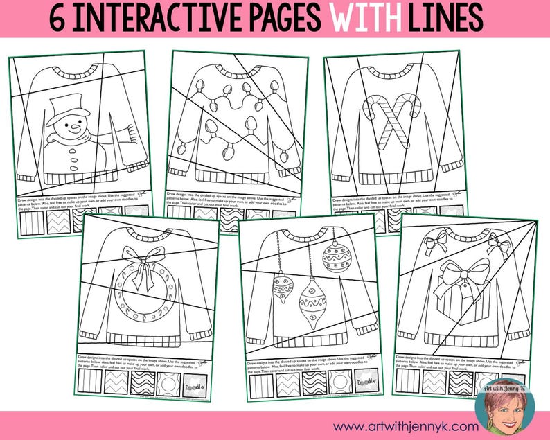Printable Ugly Sweater Coloring Pages Collection (w/ Writing Prompts ...