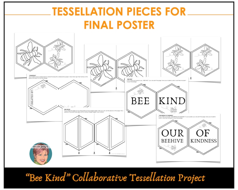 Kindness Craft: "bee Kind" Collaborative Tessellation Poster (digital ...