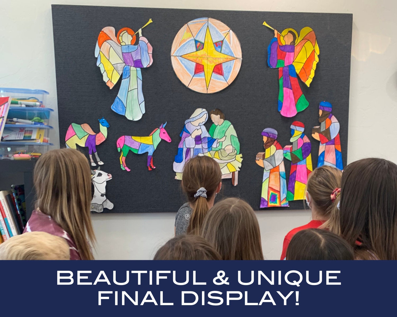 Printable "stained Glass" Nativity Scene XL Coloring Pages | Great for ...