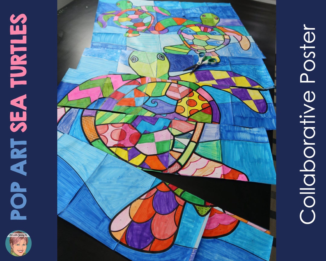Printable Pop Art Sea Turtles Collaborative Poster | Fun Ocean Animals ...