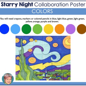 Printable Starry Night by Vincent Van Gogh Classroom Collaboration ...